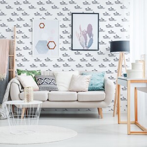 Navy Blue Paper Ship Wallpaper Removable Peel and Stick Wallpaper or ...