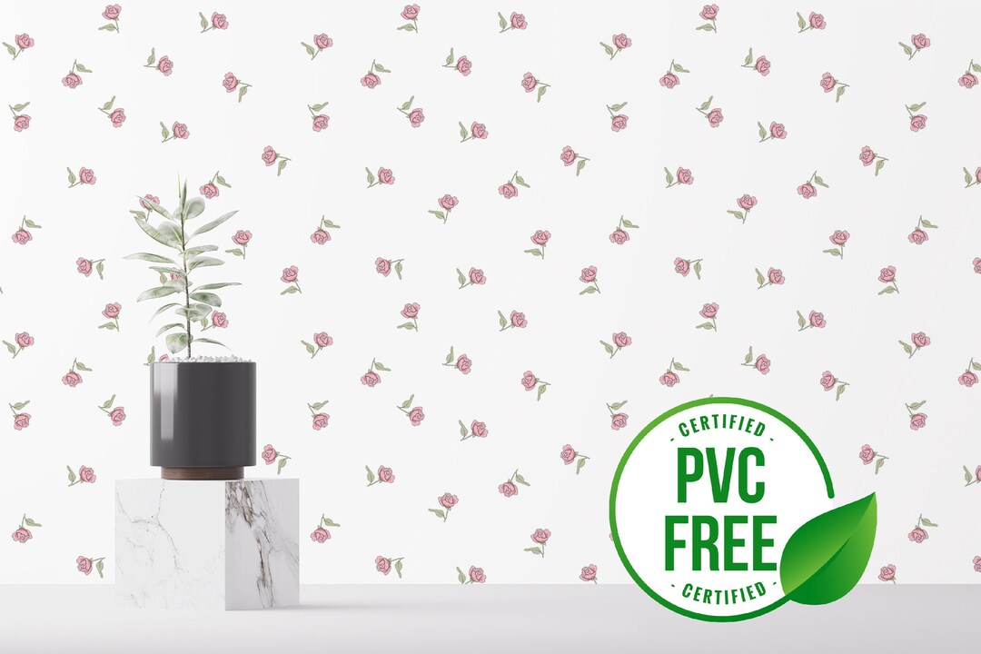 Pink Minimal Rose Wallpaper | Removable Peel and Stick Wallpaper or ...