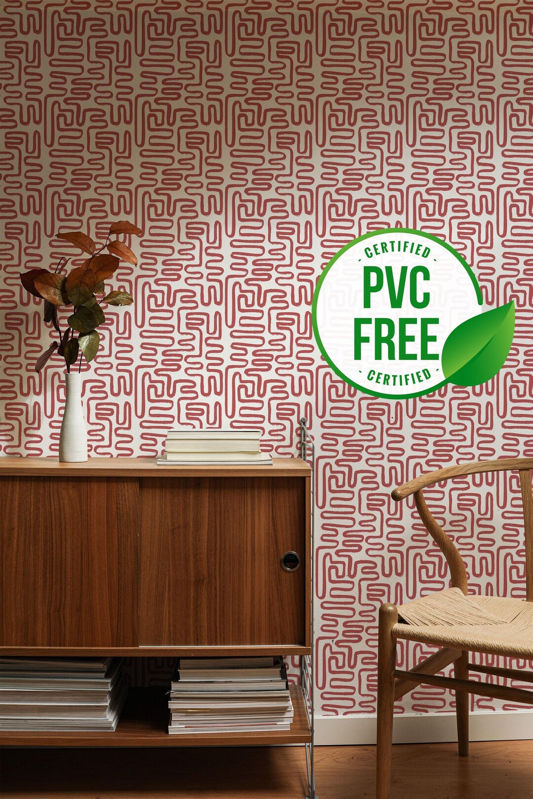 Red Brush Stroke Wallpaper | Removable Peel and Stick Wallpaper or ...