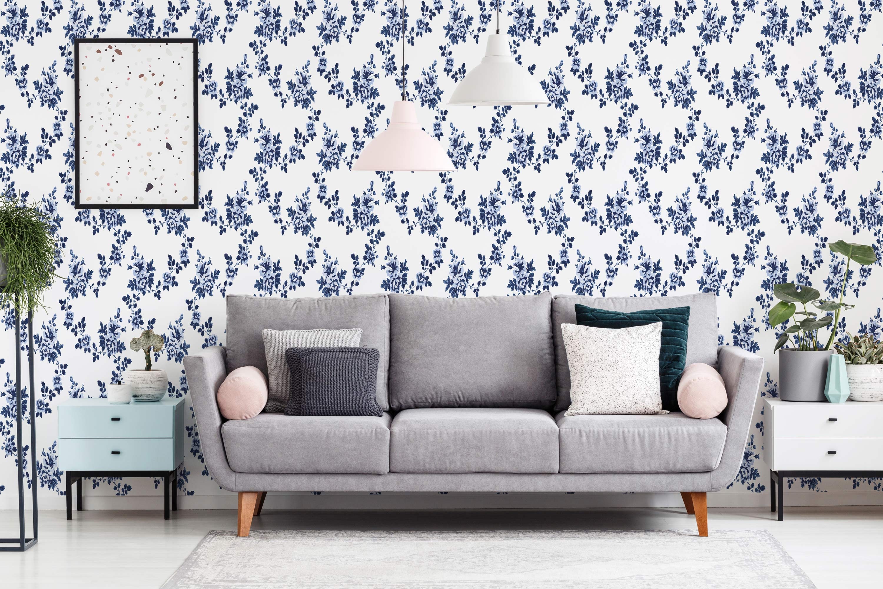 Blue Farmhouse Wallpaper Removable Peel and Stick Wallpaper | Etsy