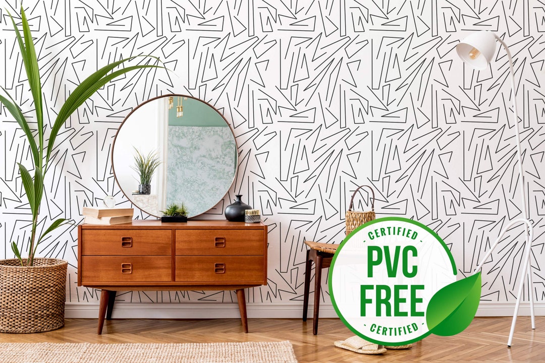 Black Abstract Line Wallpaper Removable Peel and Stick Wallpaper or ...