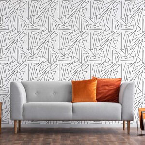 Black Abstract Line Wallpaper Removable Peel and Stick Wallpaper or ...