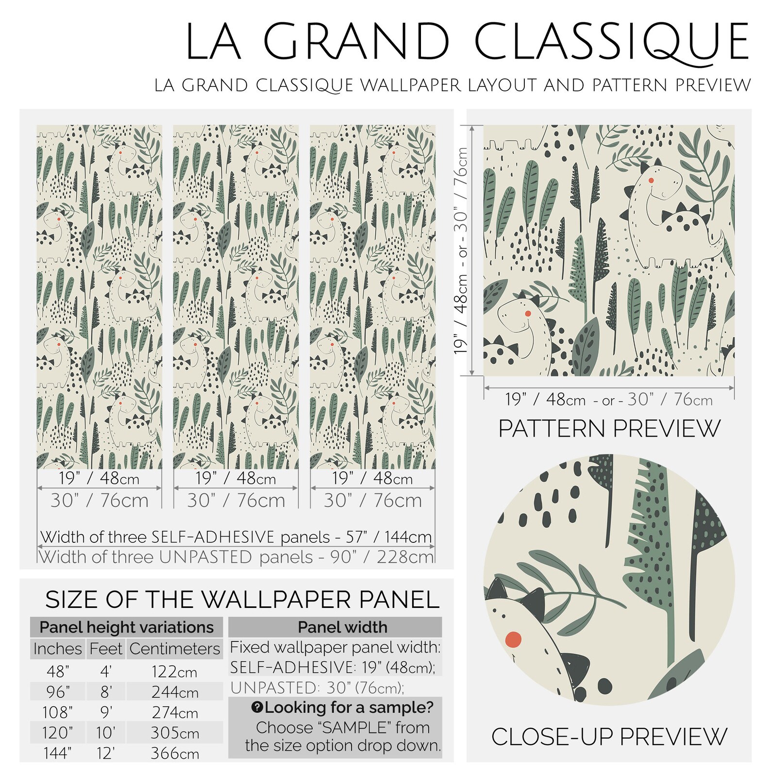 Pale Green Dinosaur Wallpaper Removable Peel and Stick - Etsy
