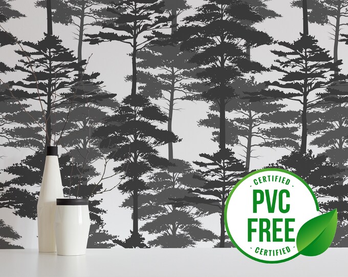 Forest Wallpaper Abstract Forest Design Available in White & Grey - Etsy