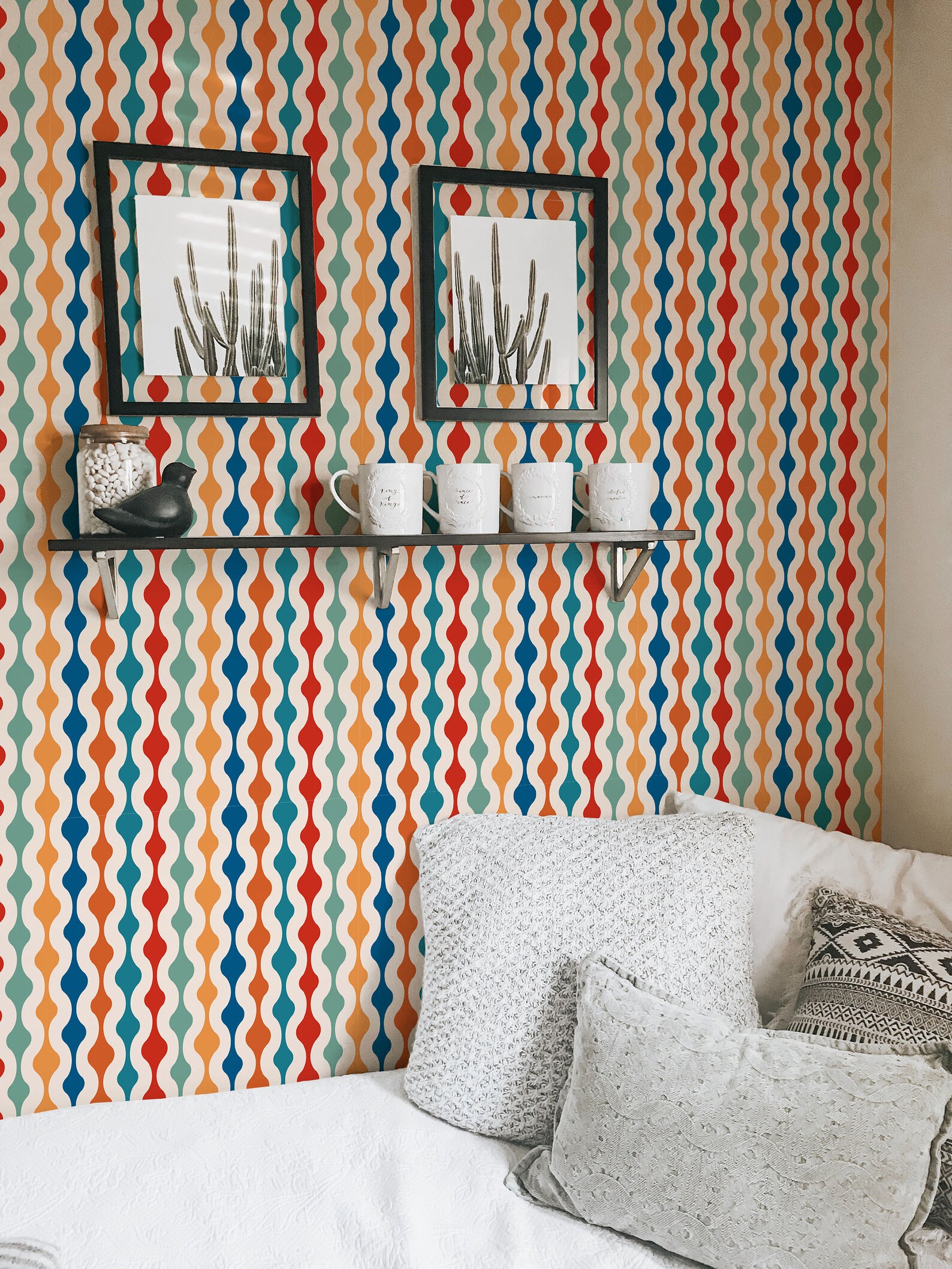 Colorful Retro Peel and Stick Wallpaper Retro Removable Self-adhesive ...