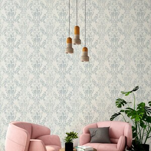 Pastel Blue Damask Wallpaper Removable Peel and Stick - Etsy