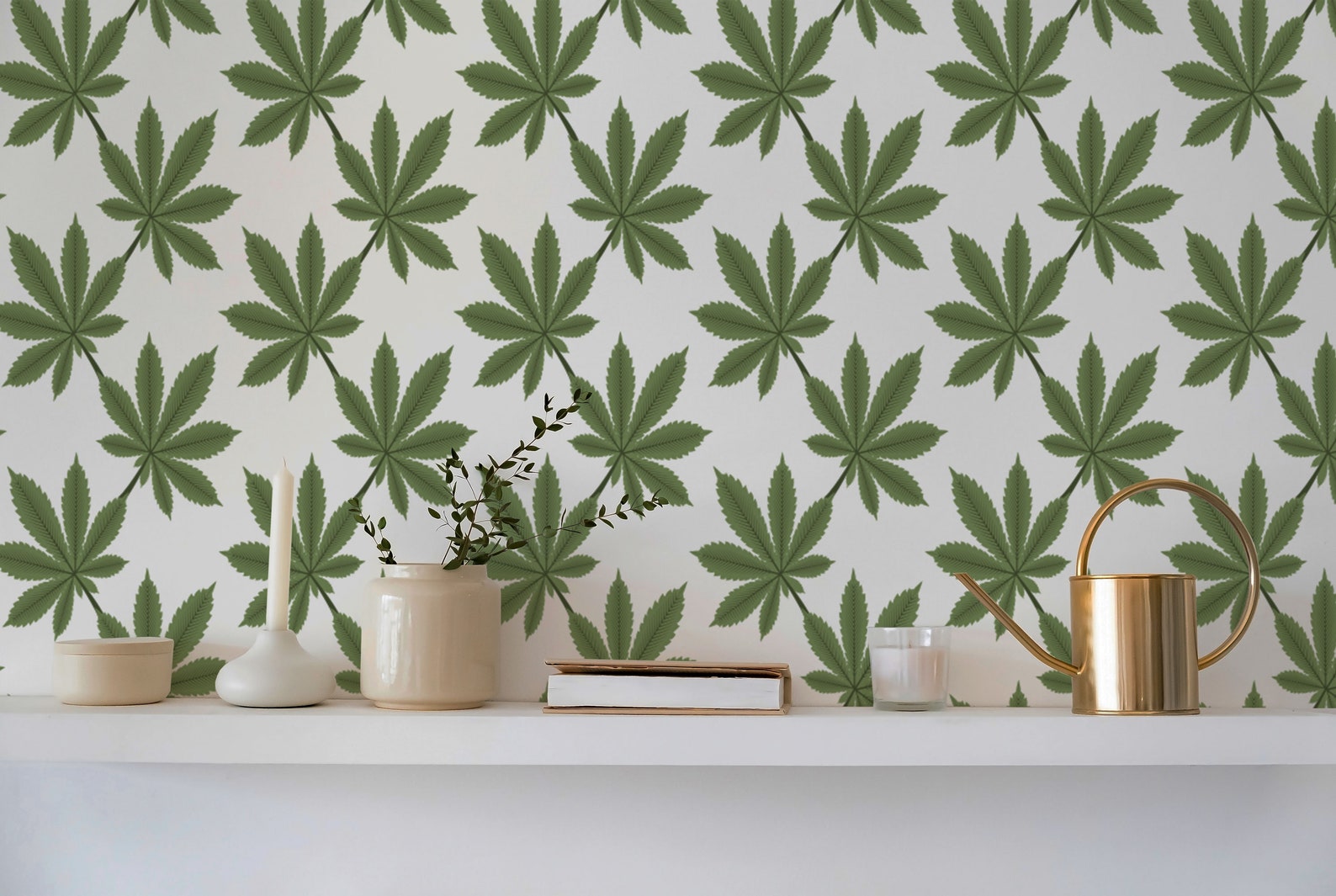 Green Leaf Wallpaper Removable Peel and Stick Wallpaper or - Etsy