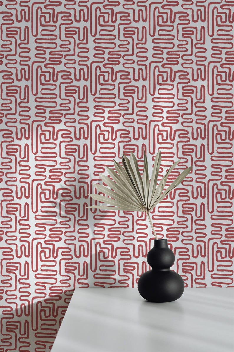 Red Brush Stroke Wallpaper | Removable Peel and Stick Wallpaper or ...