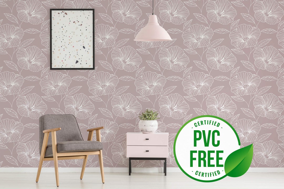 Pink Floral Wallpaper Removable Peel and Stick Wallpaper or Unpasted ...