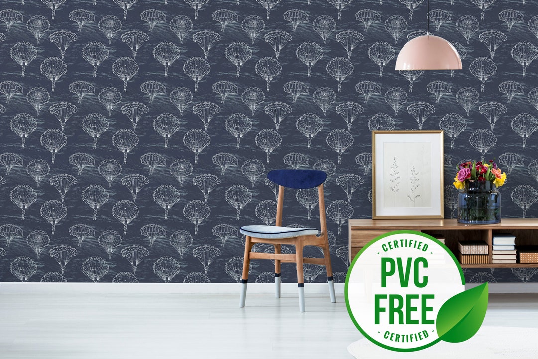 Navy Blue Skydiver Wallpaper Removable Peel and Stick Wallpaper or ...