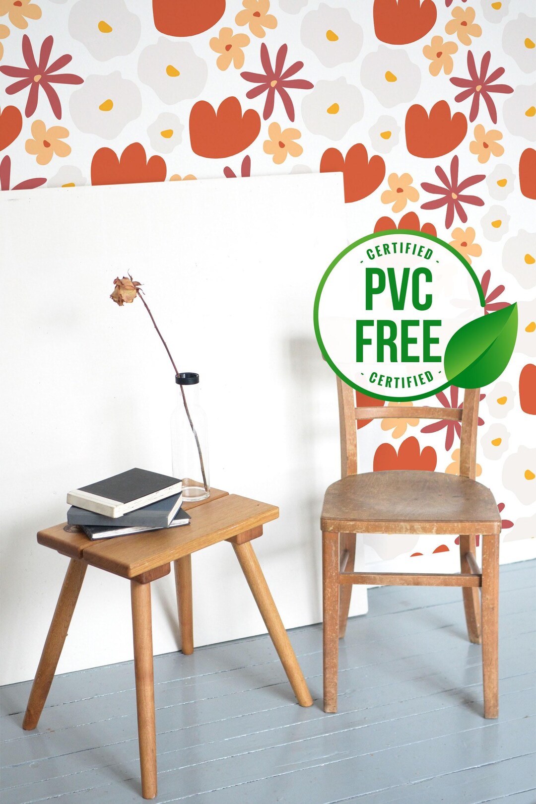 Red and White Floral Wallpaper | Removable Peel and Stick Wallpaper or ...