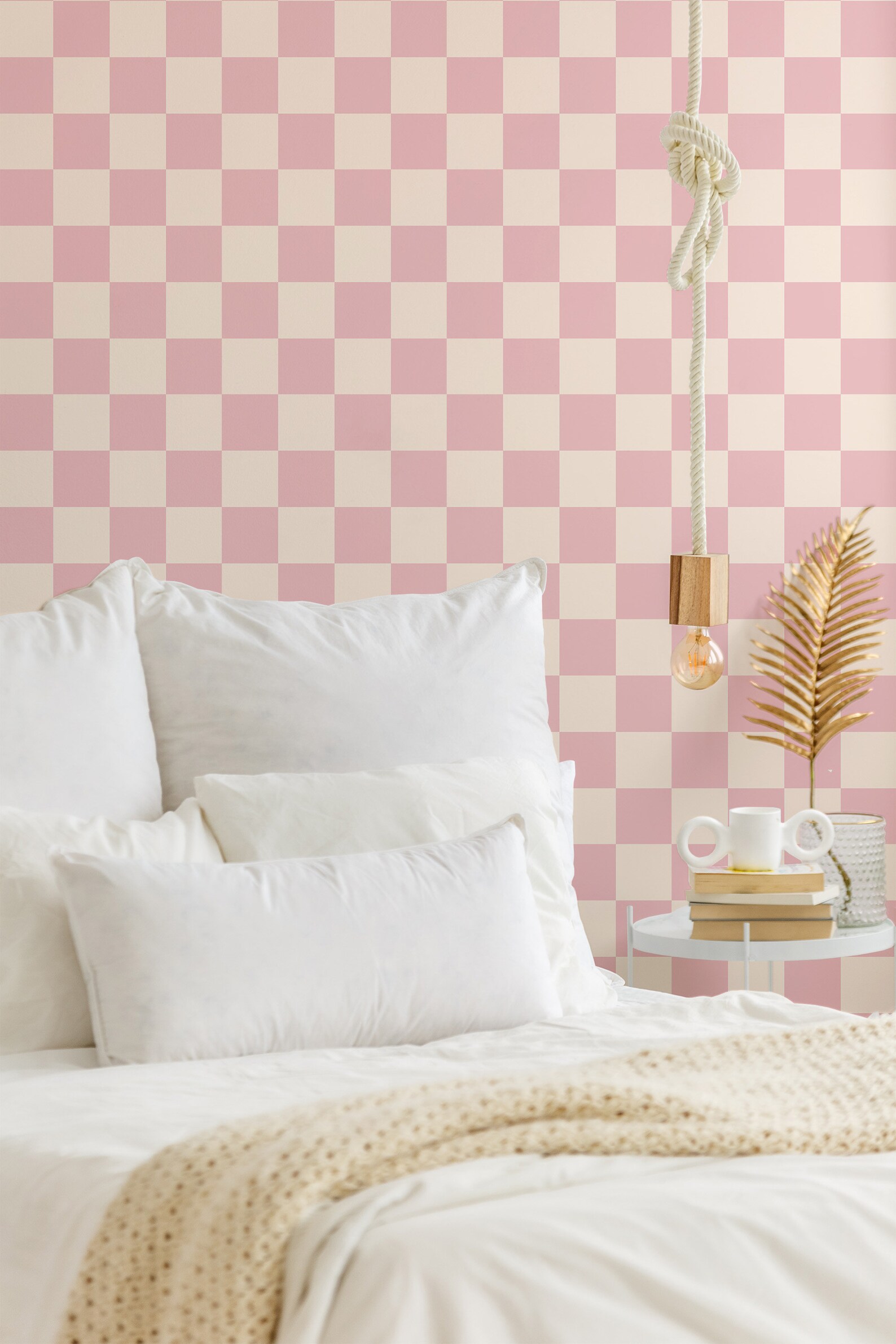 Baby Pink Check Wallpaper Removable Peel and Stick Wallpaper - Etsy