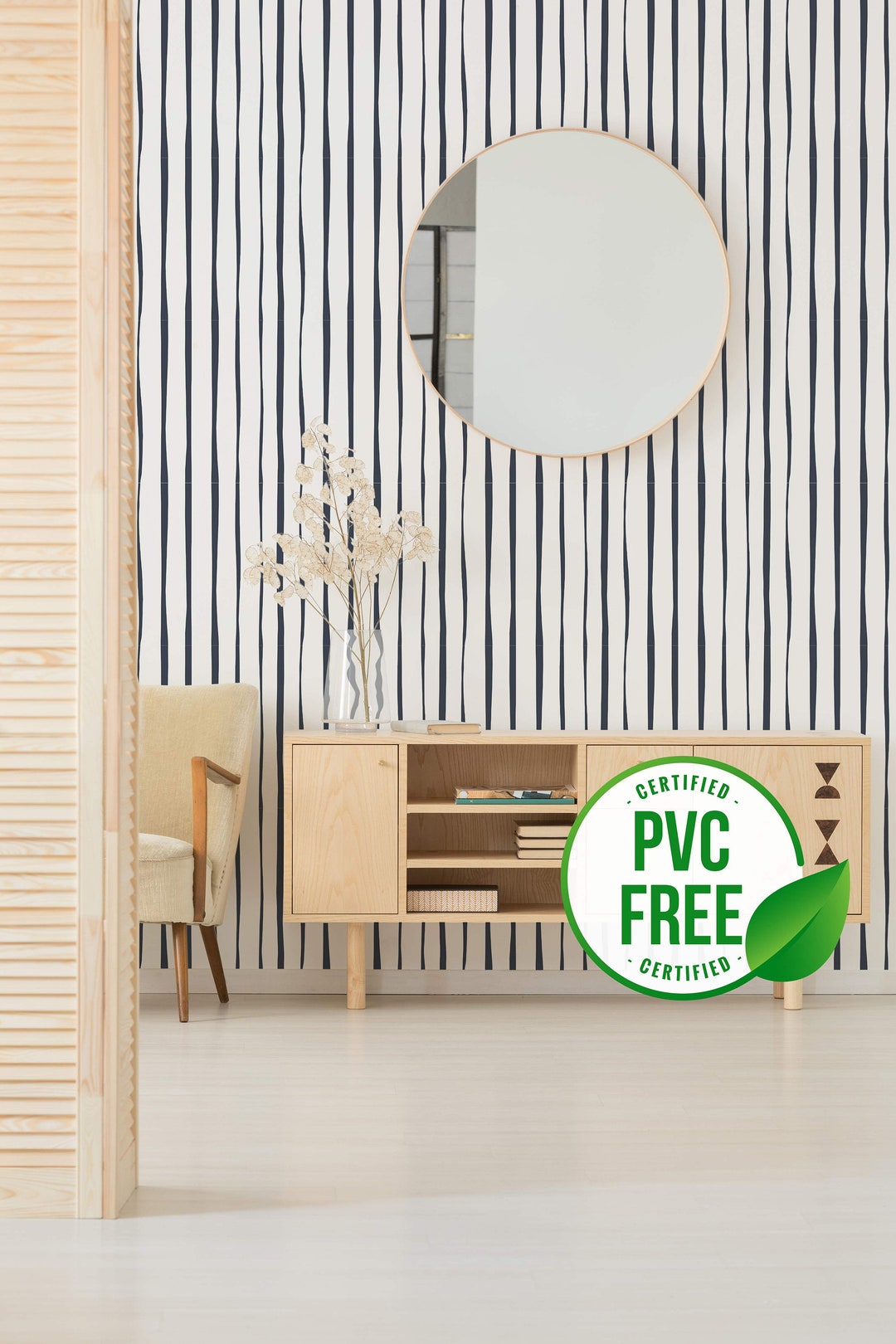 Striped Wallpaper Brush Stroke Removable Peel and Stick Wallpaper or ...