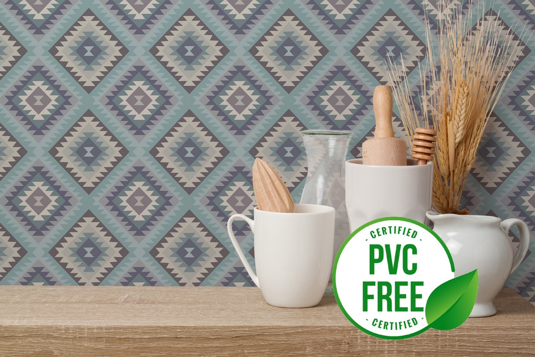 Blue Aztec Wallpaper Removable Peel and Stick Wallpaper or Unpasted ...
