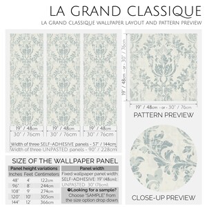Pastel Blue Damask Wallpaper Removable Peel and Stick - Etsy