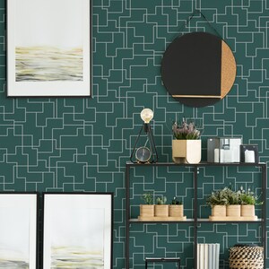 Emerald Green Labyrinth Wallpaper Removable Peel and Stick Wallpaper or ...