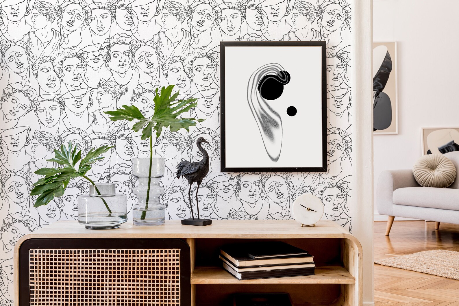 Black Greek Statue Wallpaper Removable Peel and Stick Wallpaper or ...