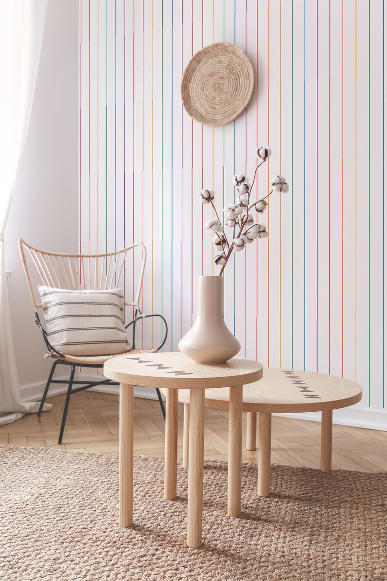 Rainbow Stripe Wallpaper Removable Peel and Stick Wallpaper - Etsy