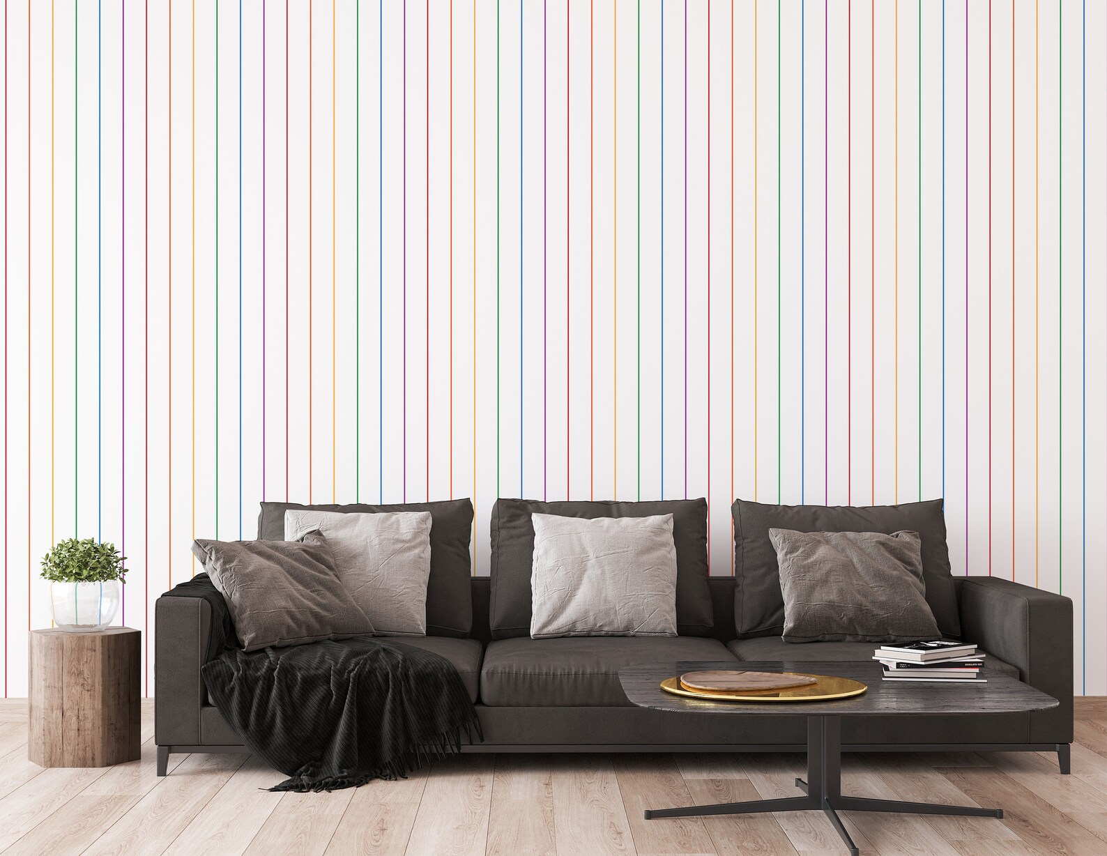 Rainbow Stripe Wallpaper Removable Peel and Stick Wallpaper - Etsy