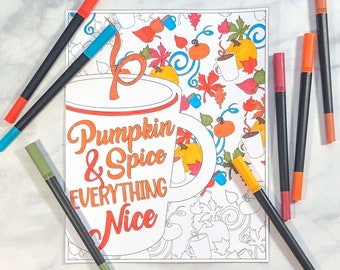 Pumpkin Spice Coloring Page - Etsy