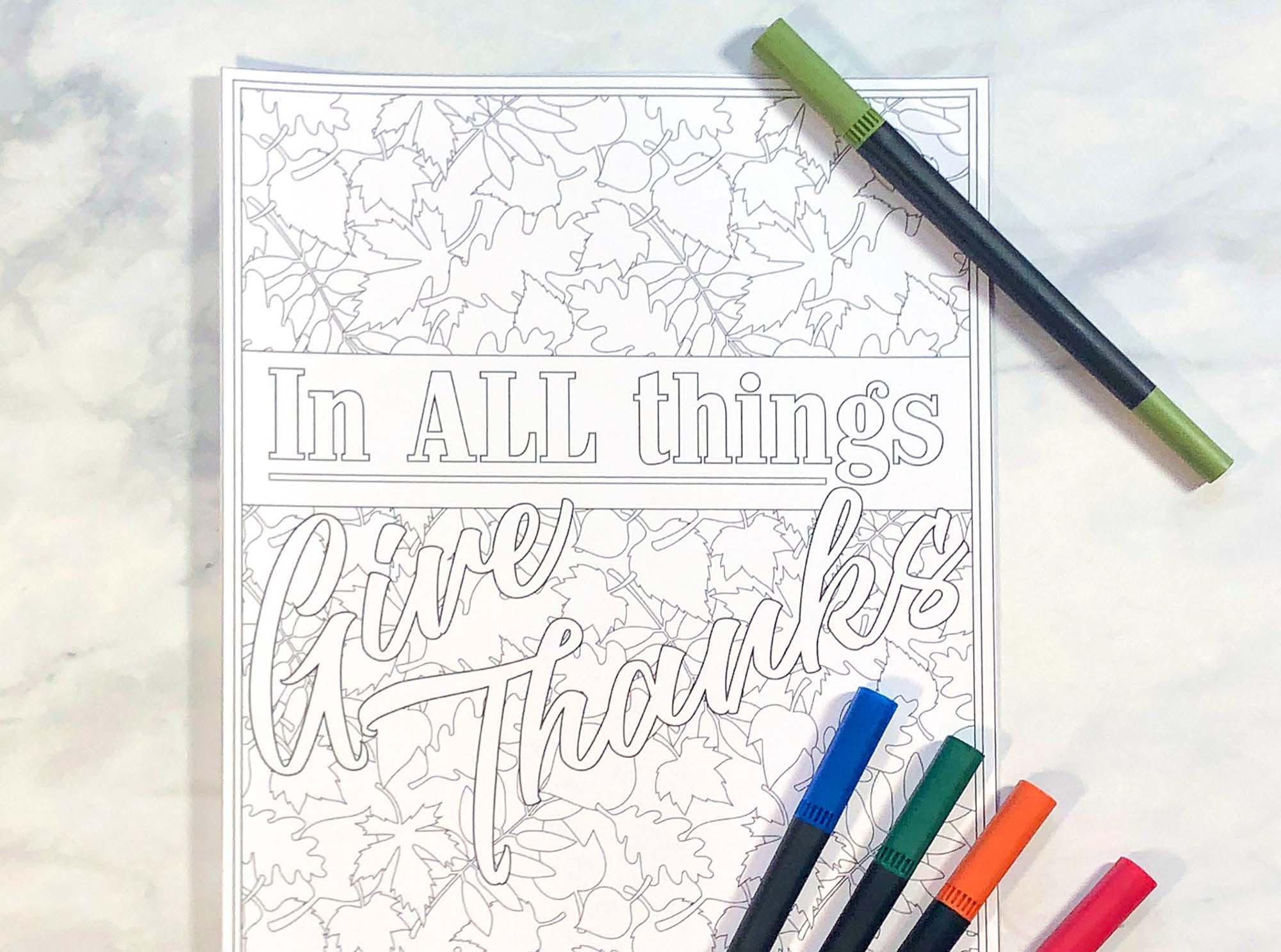 Fall Coloring Page: Leaf Pattern, Thanksgiving Activity (digital ...