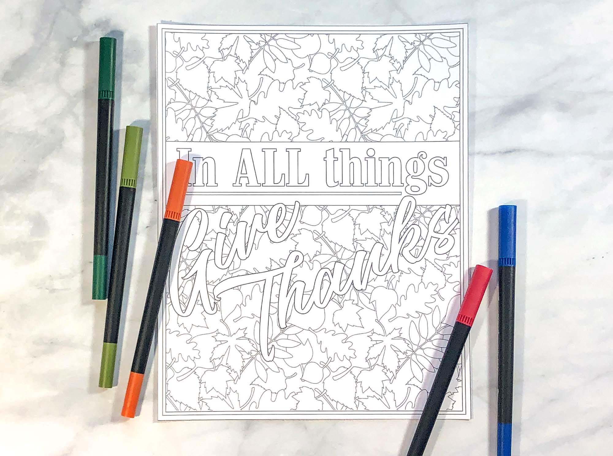 Fall Coloring Page: Leaf Pattern, Thanksgiving Activity (digital ...