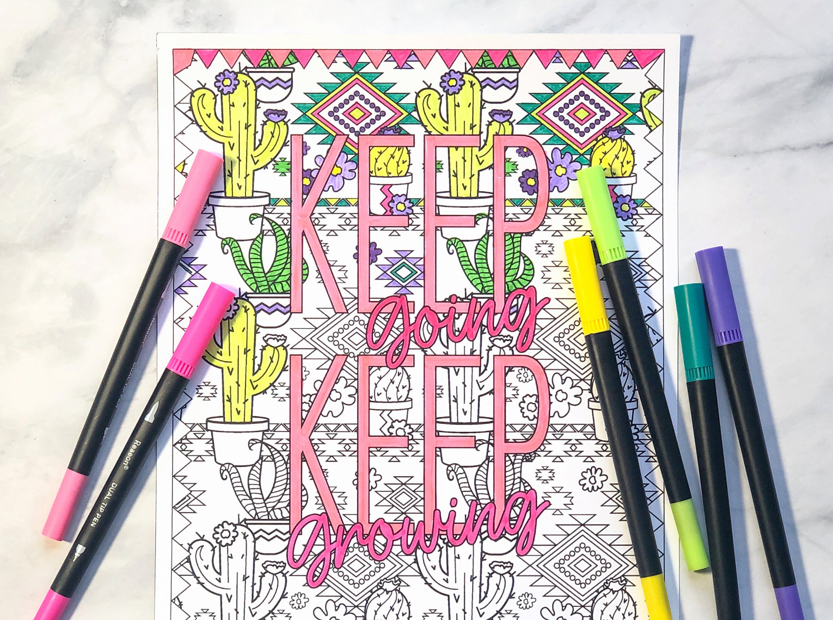 Cactus Coloring Pages, Printable Coloring Quotes, Floral Coloring Page ...