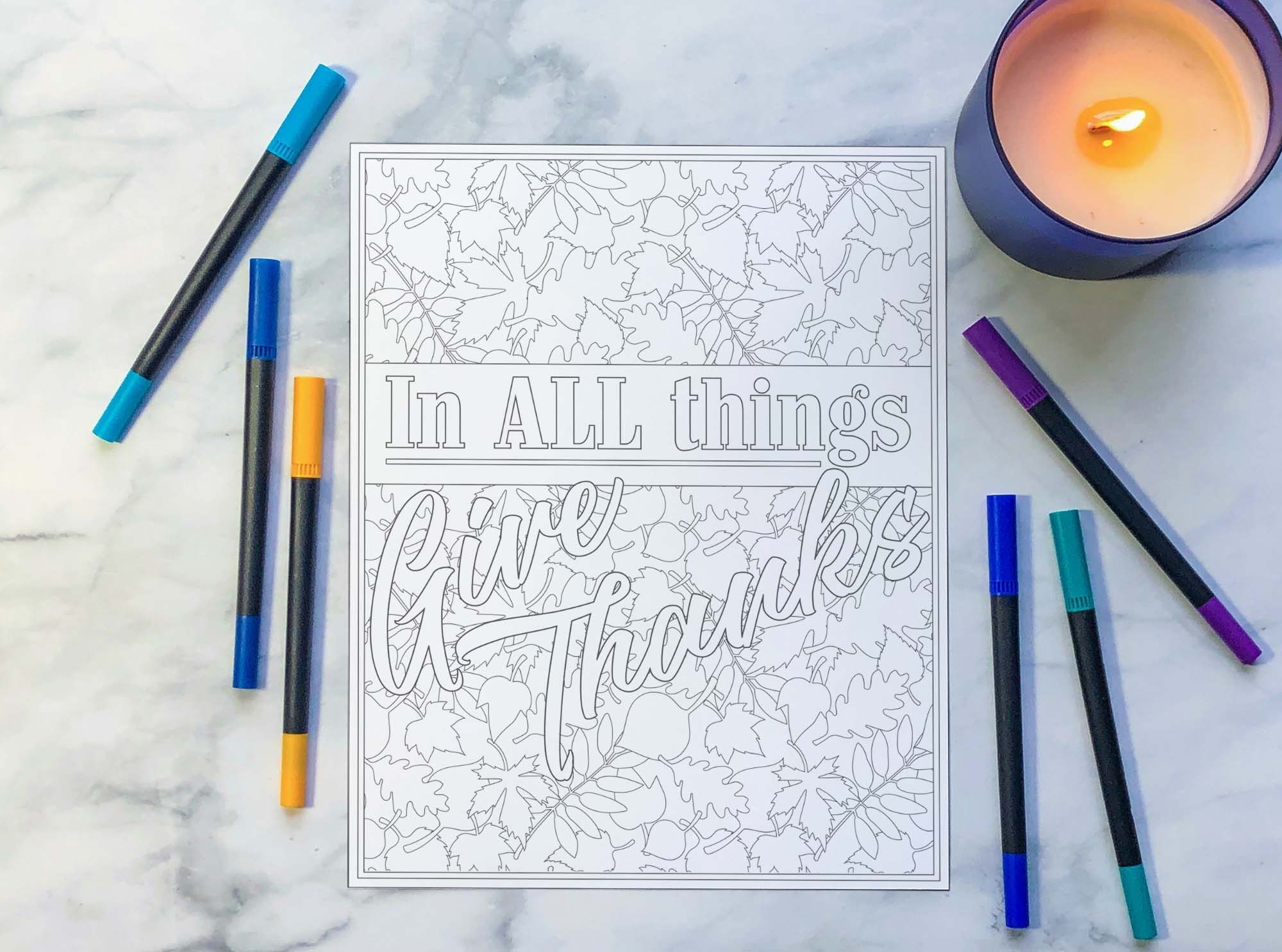 Fall Coloring Page: Leaf Pattern, Thanksgiving Activity (digital ...