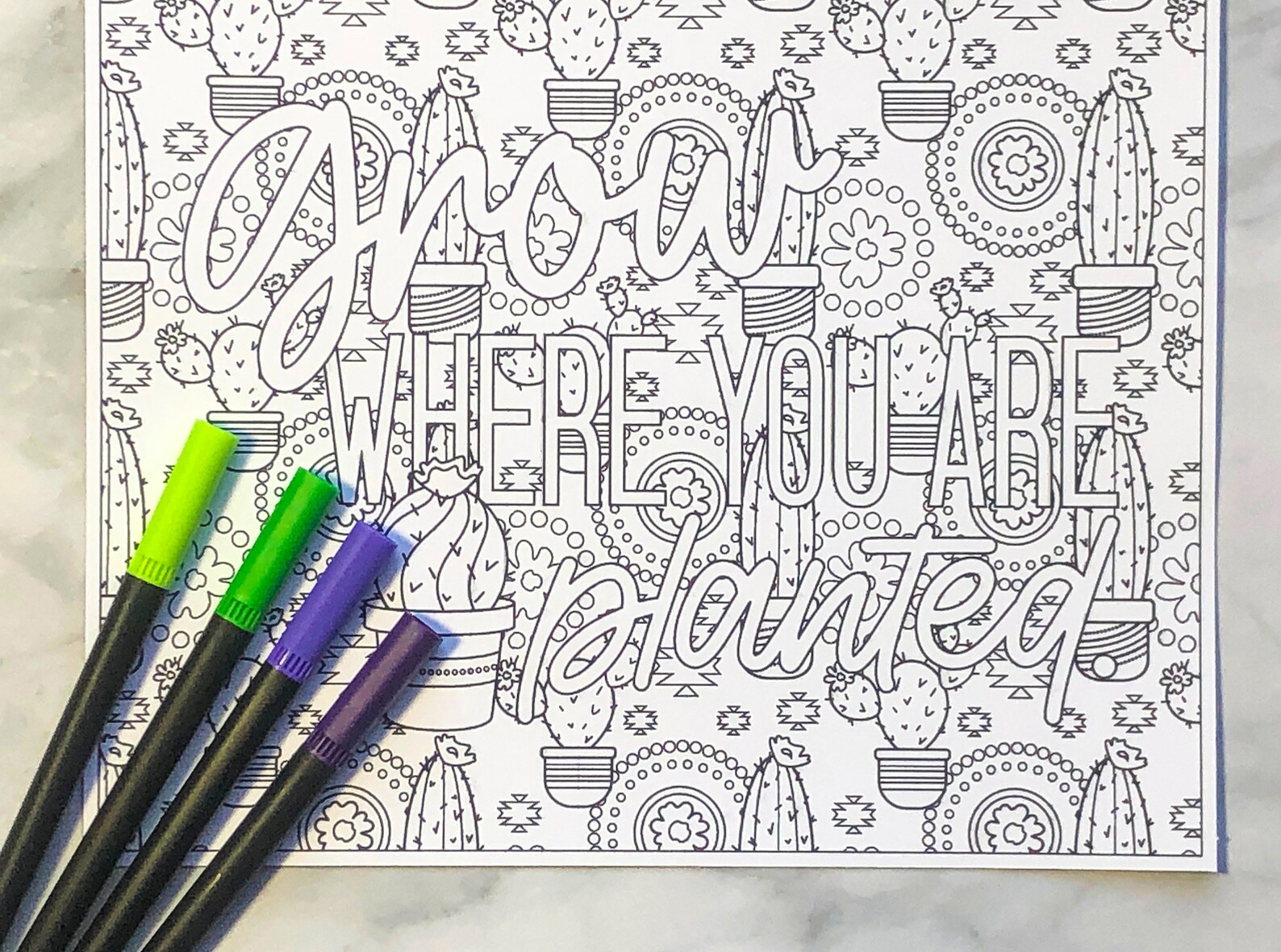 Cactus Coloring Pages, Printable Coloring Quotes, Floral Coloring Page ...