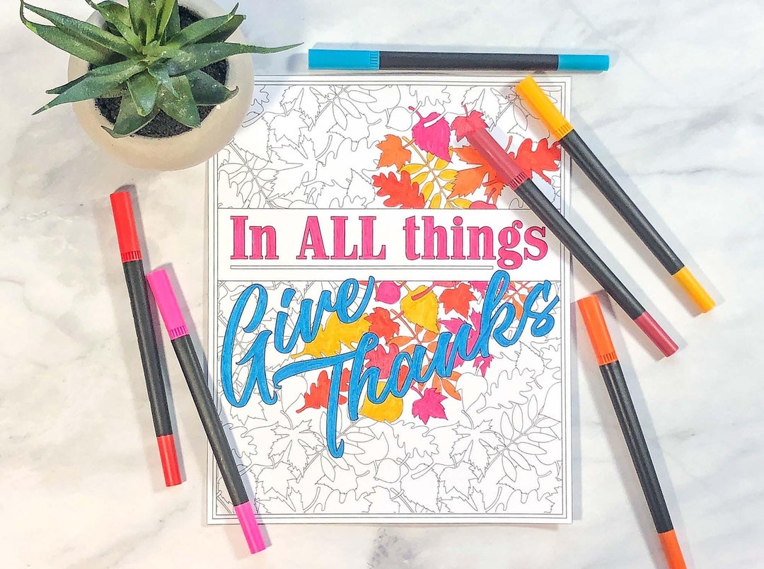 Fall Coloring Page: Leaf Pattern, Thanksgiving Activity (digital ...