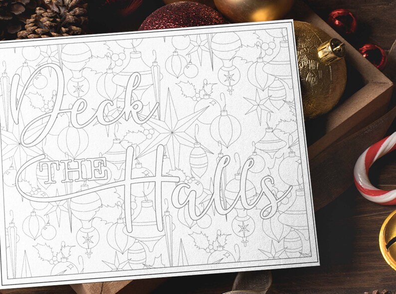 Holiday Coloring Page, Retro Christmas Printable, Antique Holiday ...