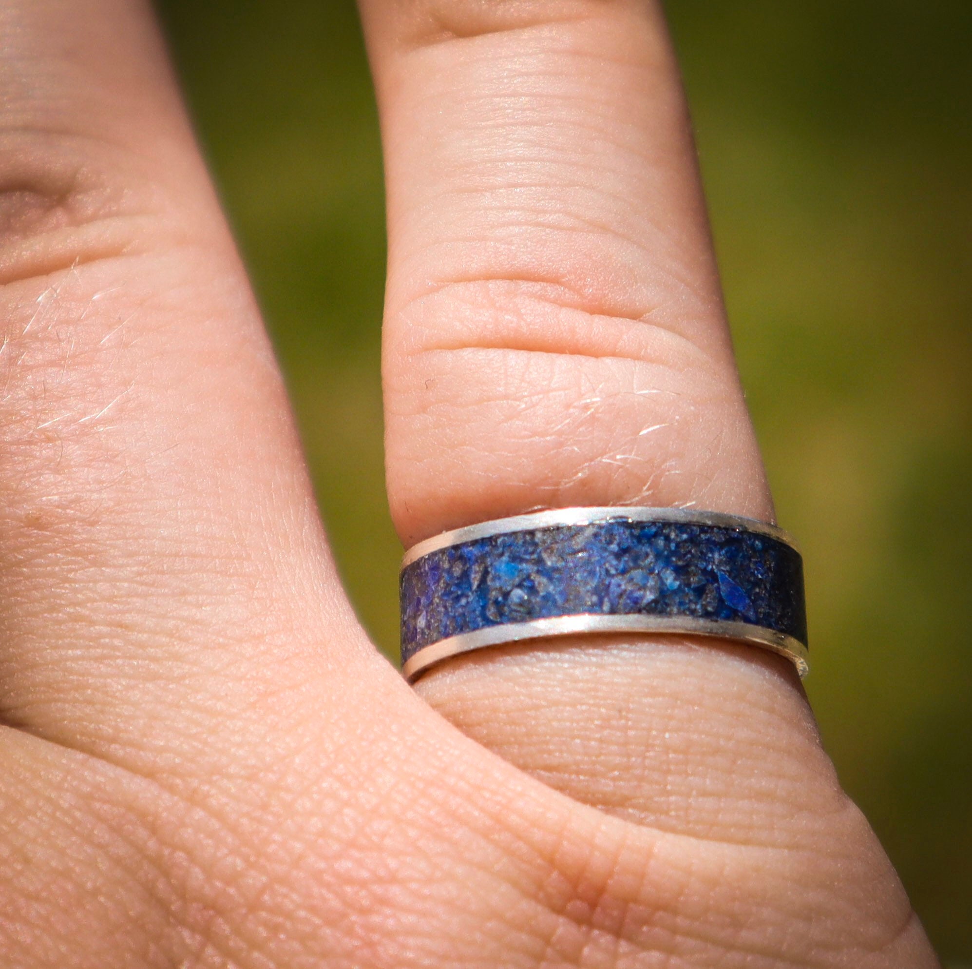 Lapis Lazuli Inlay Ring, Sterling Silver Ring, Natural Stone Ring ...