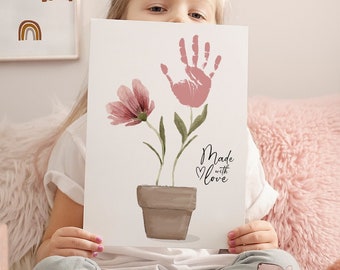Flower Handprint Craft Art, Mothers Day Crafts for Kids Printable ...