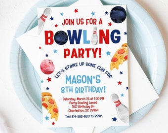 Let's Strike up Some Fun EDITABLE Bowling Birthday - Etsy