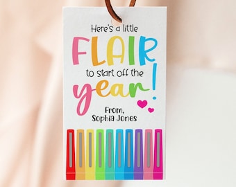 Back to School Pen Tags, Flair Pen Gift Tag, Teacher Gifts, First Day ...