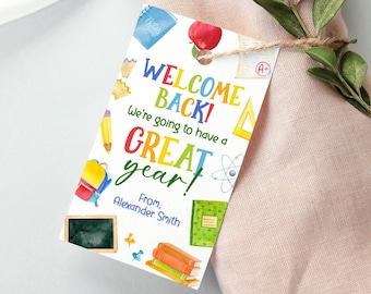 EDITABLE First Day of School Gift Tag, Back to School Gift Tag, Teacher ...