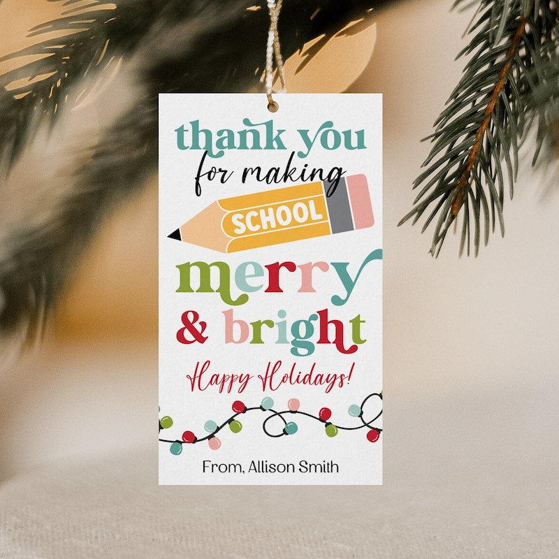 Teacher Christmas Tags - Etsy