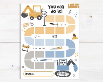 Construction Reward Chart for Kids, Toddlers, Boys, Construction ...