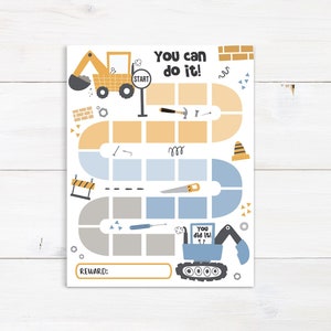 Printable Construction Reward Chart, Construction Truck Kids Behavior ...