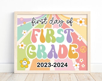 First Day of 4th Grade Sign, Printable First Day of School Sign Girl ...