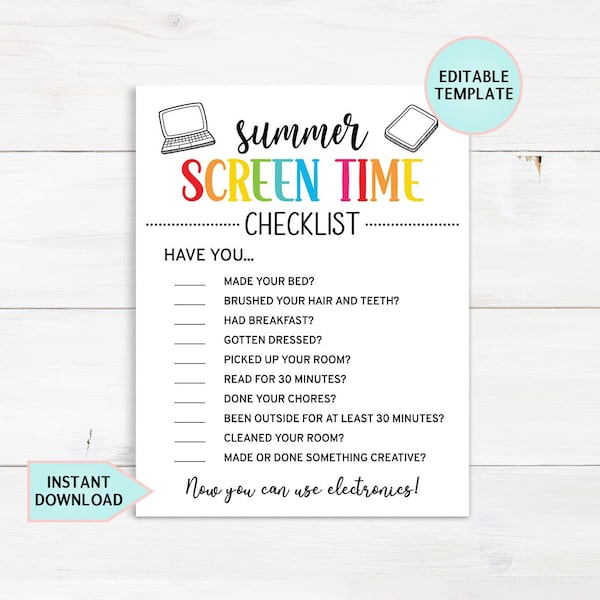 Summer Kids Checklist - Etsy