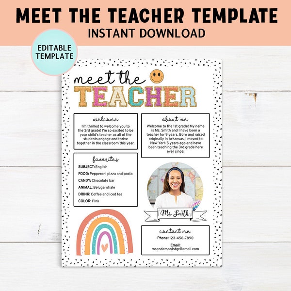 Meet the Teacher Template - Etsy