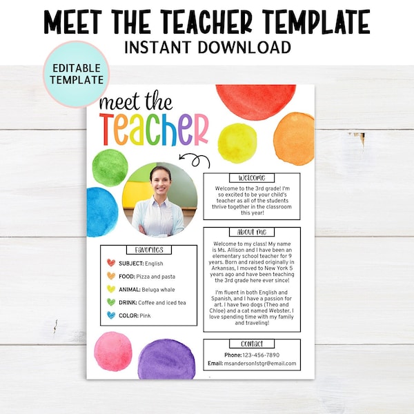 Rainbow Bright Meet the Teacher, Meet the Teacher Template, Meet the ...