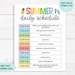 Editable Kids Daily Schedule Template, Summer Schedule Printable, Daily ...