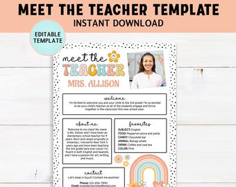Meet the Teacher Editable Template Back to School Welcome - Etsy