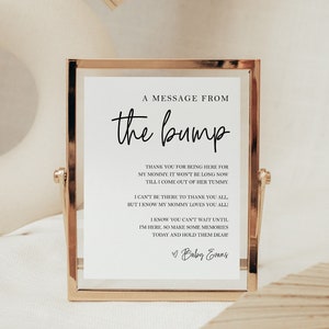 Message From the Bump Sign, Editable Minimalist Baby Shower Sign ...