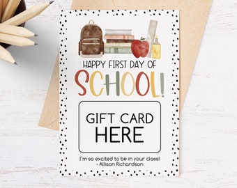 Printable Teacher Gift Card Holder, First Day of School (editable PDF ...