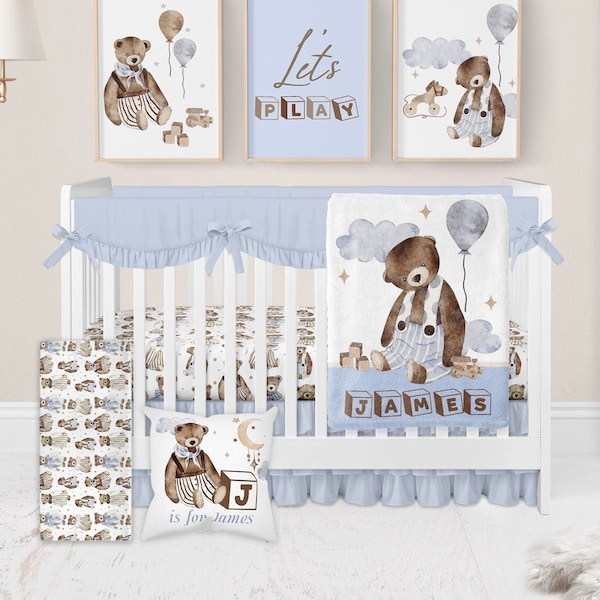 Brown Teddy Bear Crib Bedding - Etsy