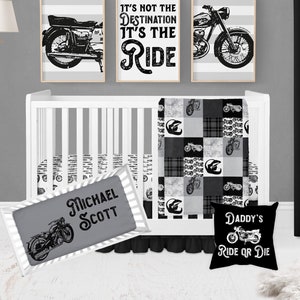Baby Boy Crib Bedding Set, Motorcycle Crib Bedding Set Boy, Motorcycle ...
