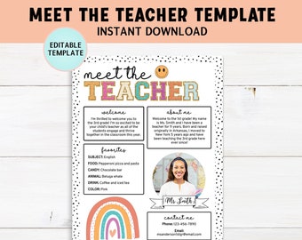 Meet the Teacher Editable Template Back to School Welcome - Etsy
